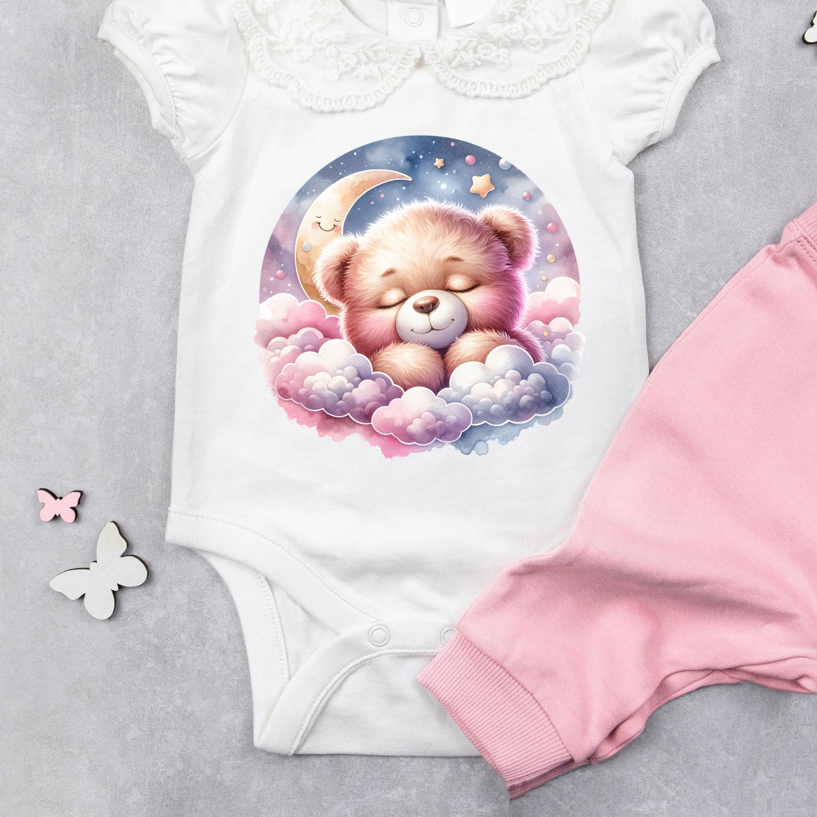 Cute Teddy Bear Watercolor Clipart Bundle Sleeping Teddybear Clipart ...