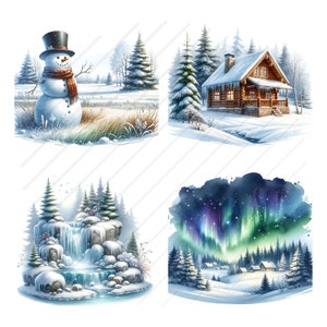 Snowy Landscape Clipart Christmas Winter Scene Clipart JPG Images ...