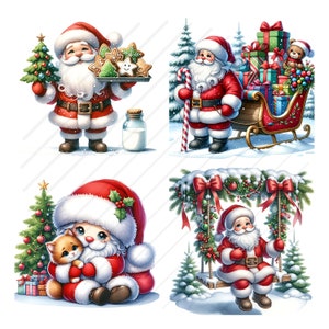 Cute Santa Clipart Bundle Christmas Clipart Digital Download Watercolor ...