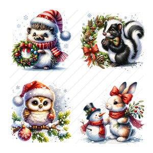 Christmas Woodland Animals JPG Images Watercolor Winter Wildlife ...