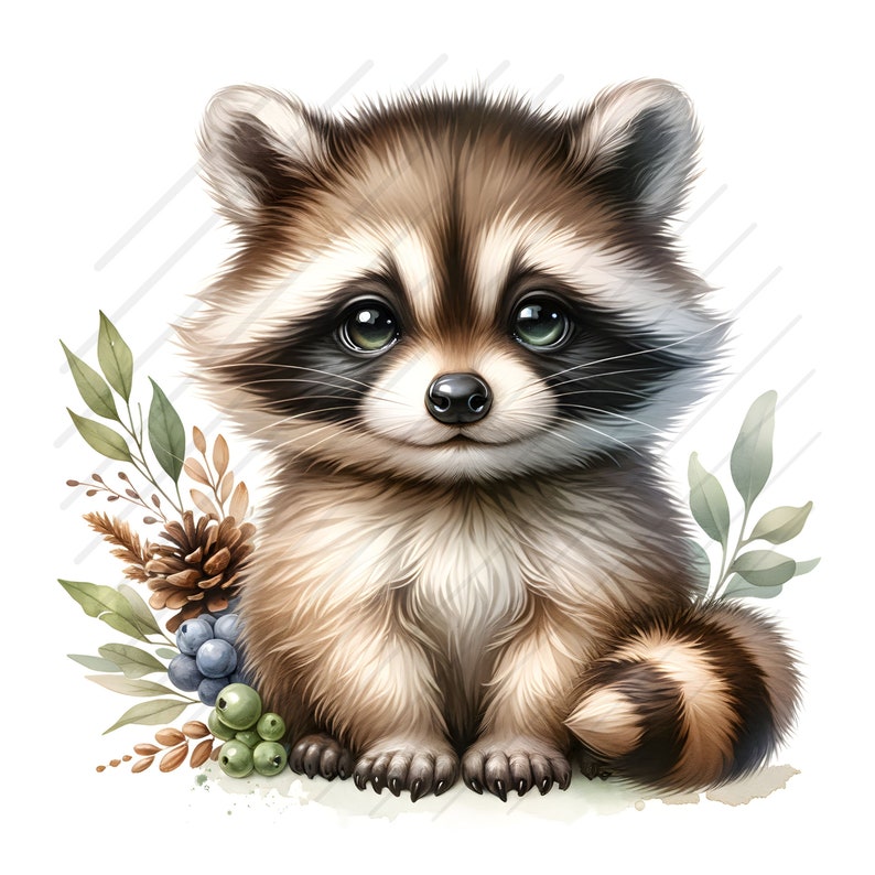 Cute Baby Woodland Animals Clipart Bundle Forest Animals JPG Watercolor ...