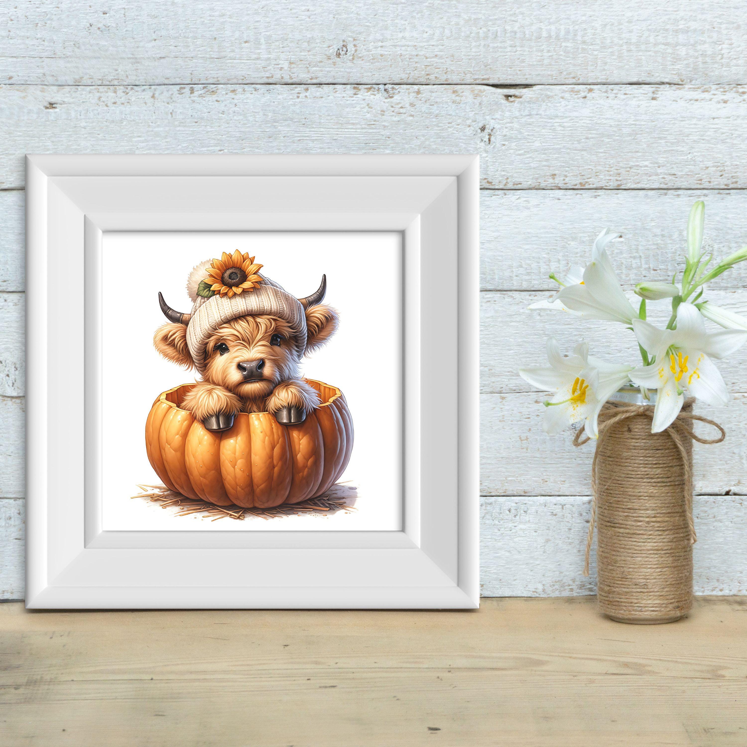 Fall Highland Cow Clipart Bundle: Watercolor Autumn Designs (digital ...