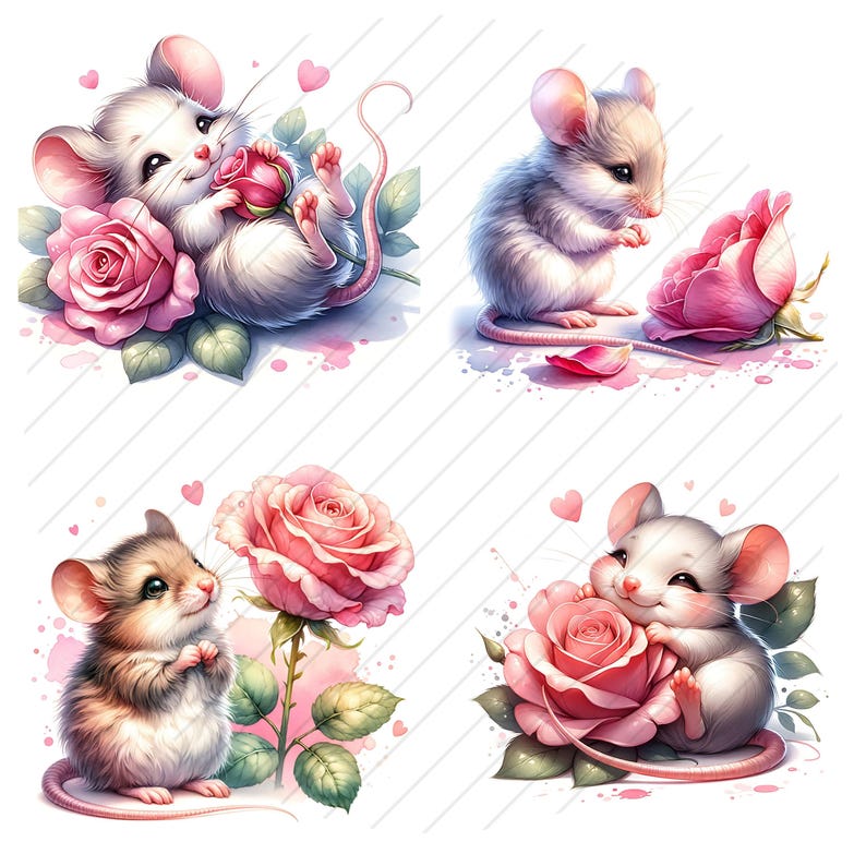 Watercolor Rose Clipart Bundle JPG Images Rose Bouquet Clipart ...
