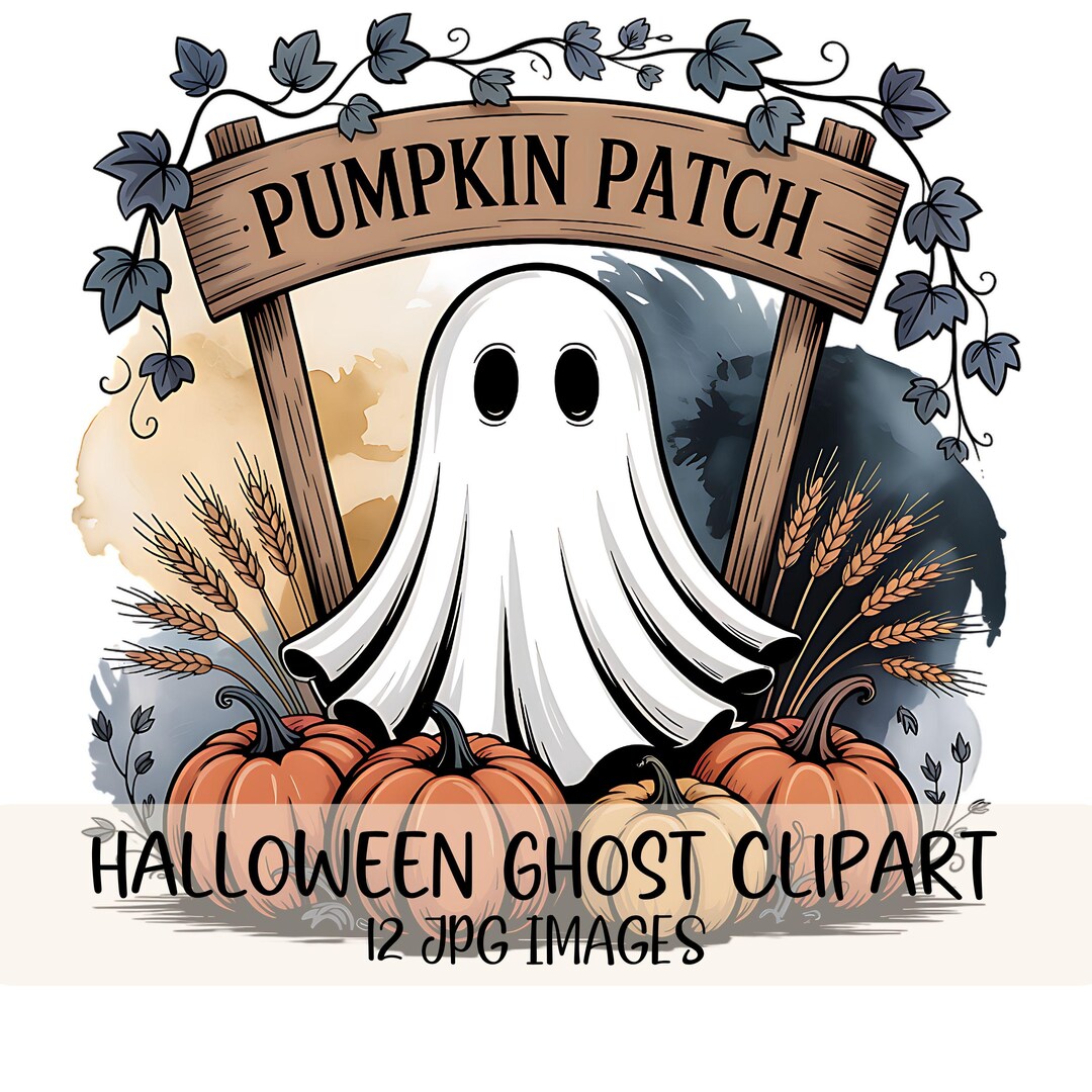 Watercolor Ghost Clipart Bundle: Fall Halloween Graphics (JPG Images ...
