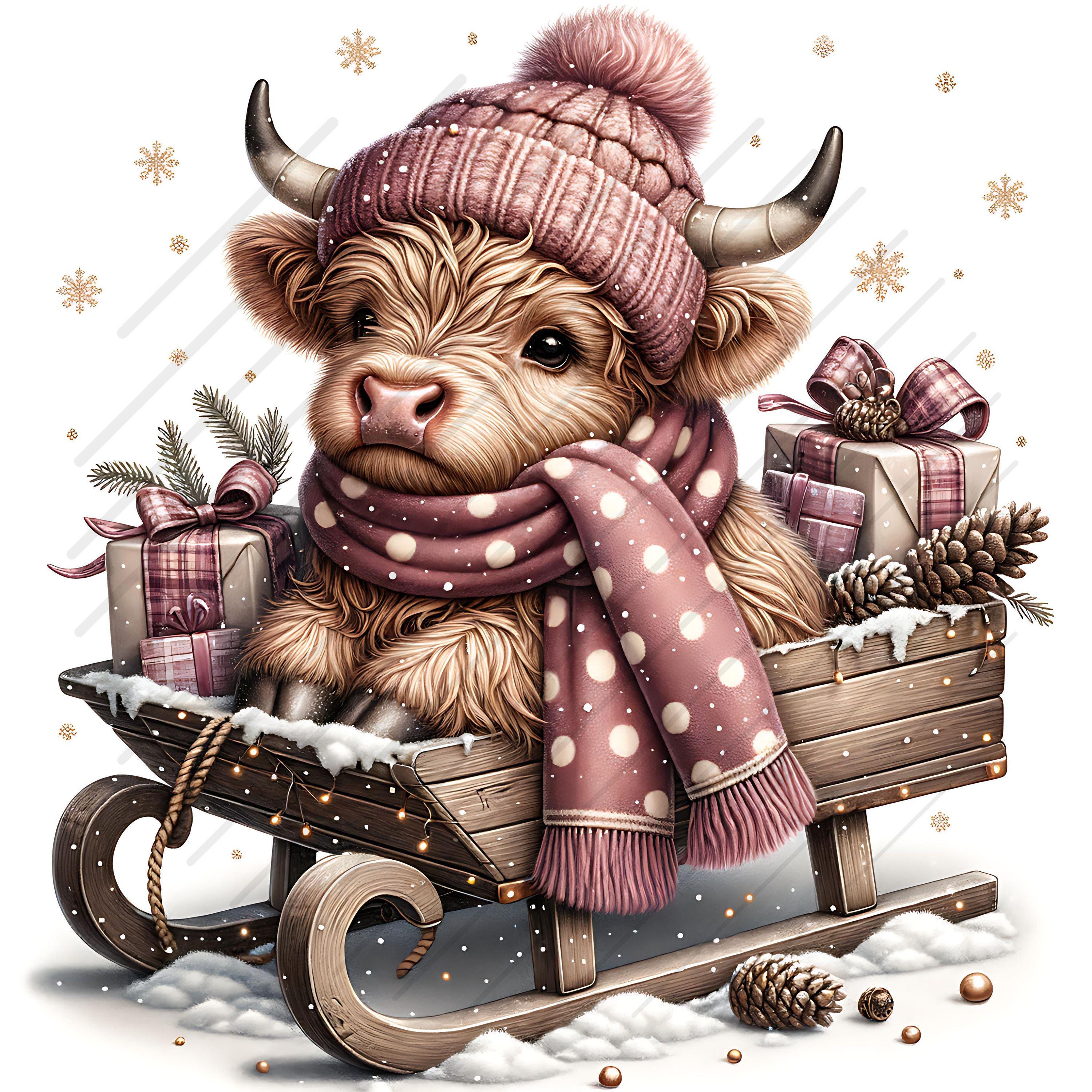 Christmas Highland Cow Clipart Bundle Cute Highland Cow Design JPG ...