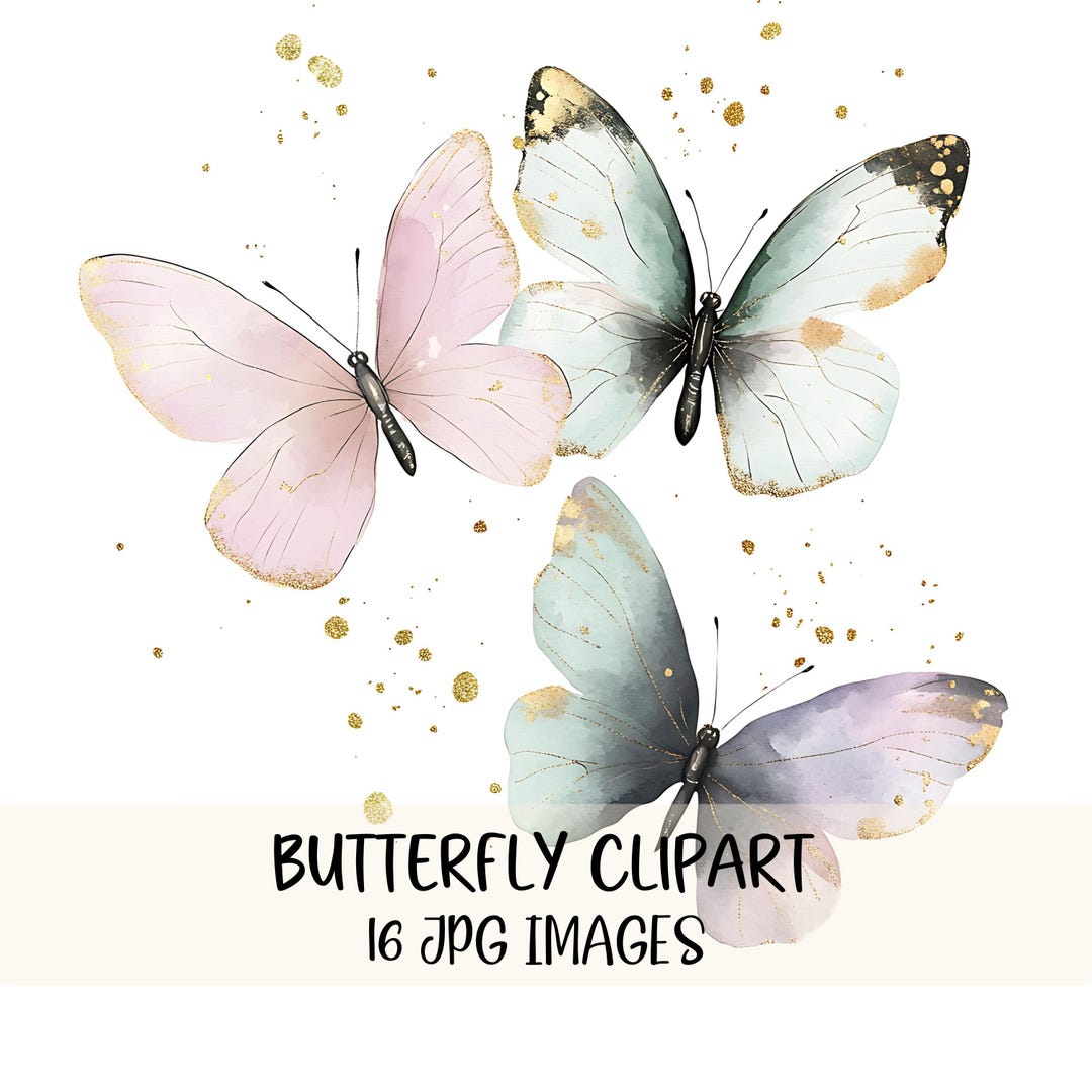 Pastel Butterfly Clipart Bundle Watercolor Butterflies Clipart High ...
