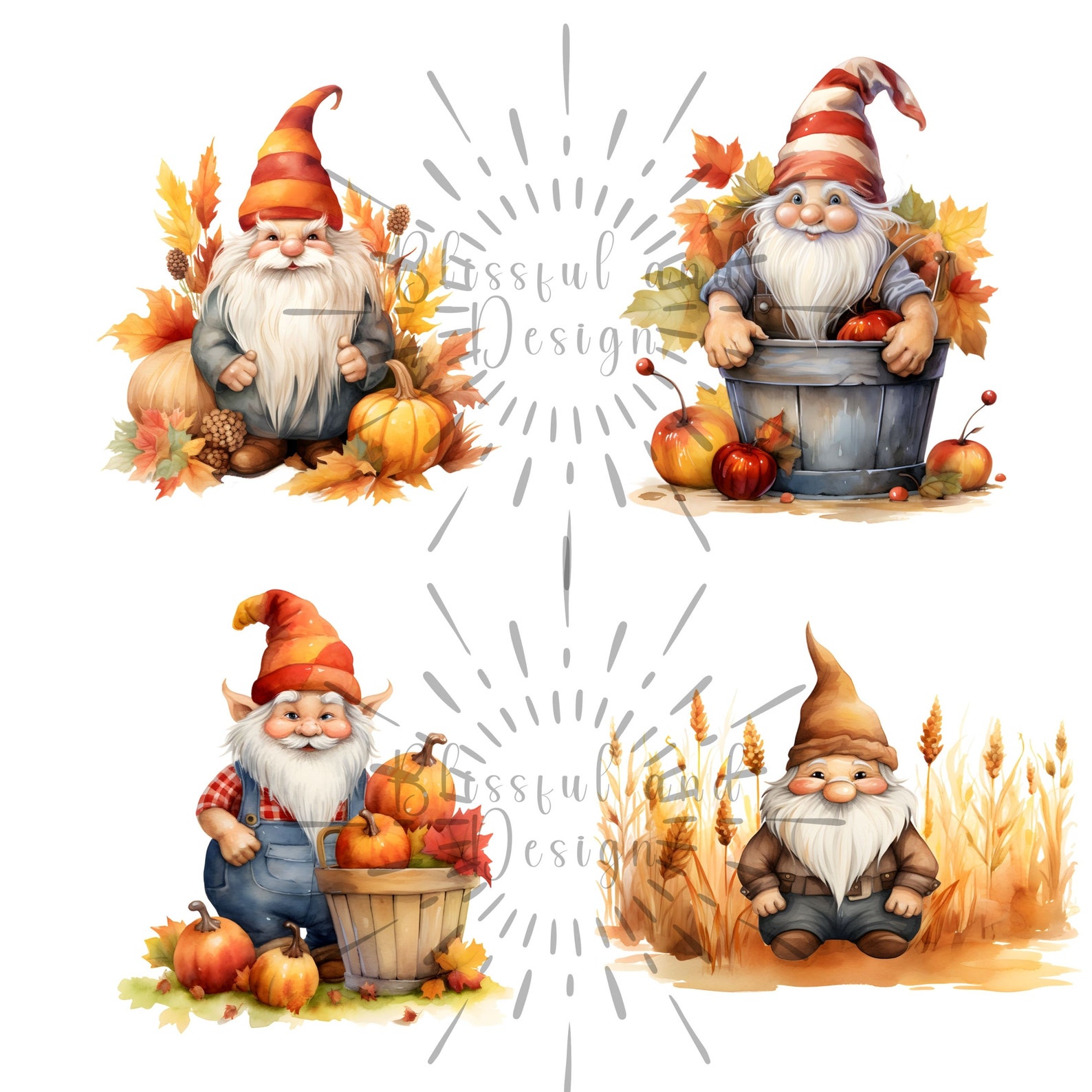 Fall Gnome Clipart Cute Watercolor Gnome Thanksgiving - Etsy Canada
