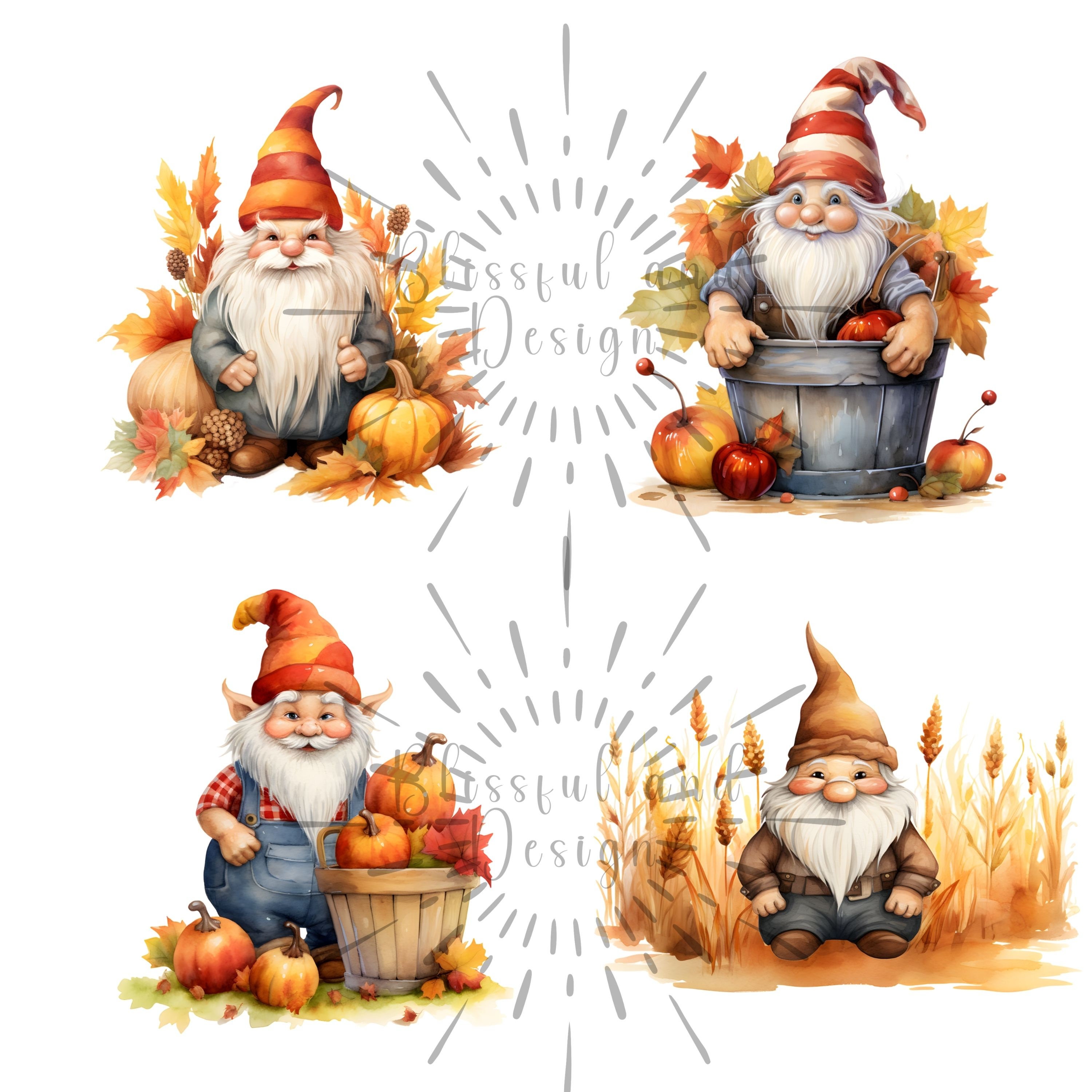 Fall Gnome Clipart Cute Watercolor Gnome Thanksgiving Transparent PNG ...