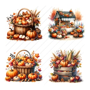 Watercolor Fall Clipart Bundle Autumn Harvest Clip Art Printable ...