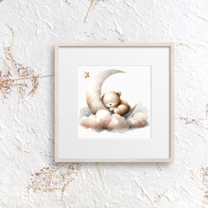 Cute Watercolor Teddy Bear Clipart Bundle Sleeping Teddybear Clipart ...