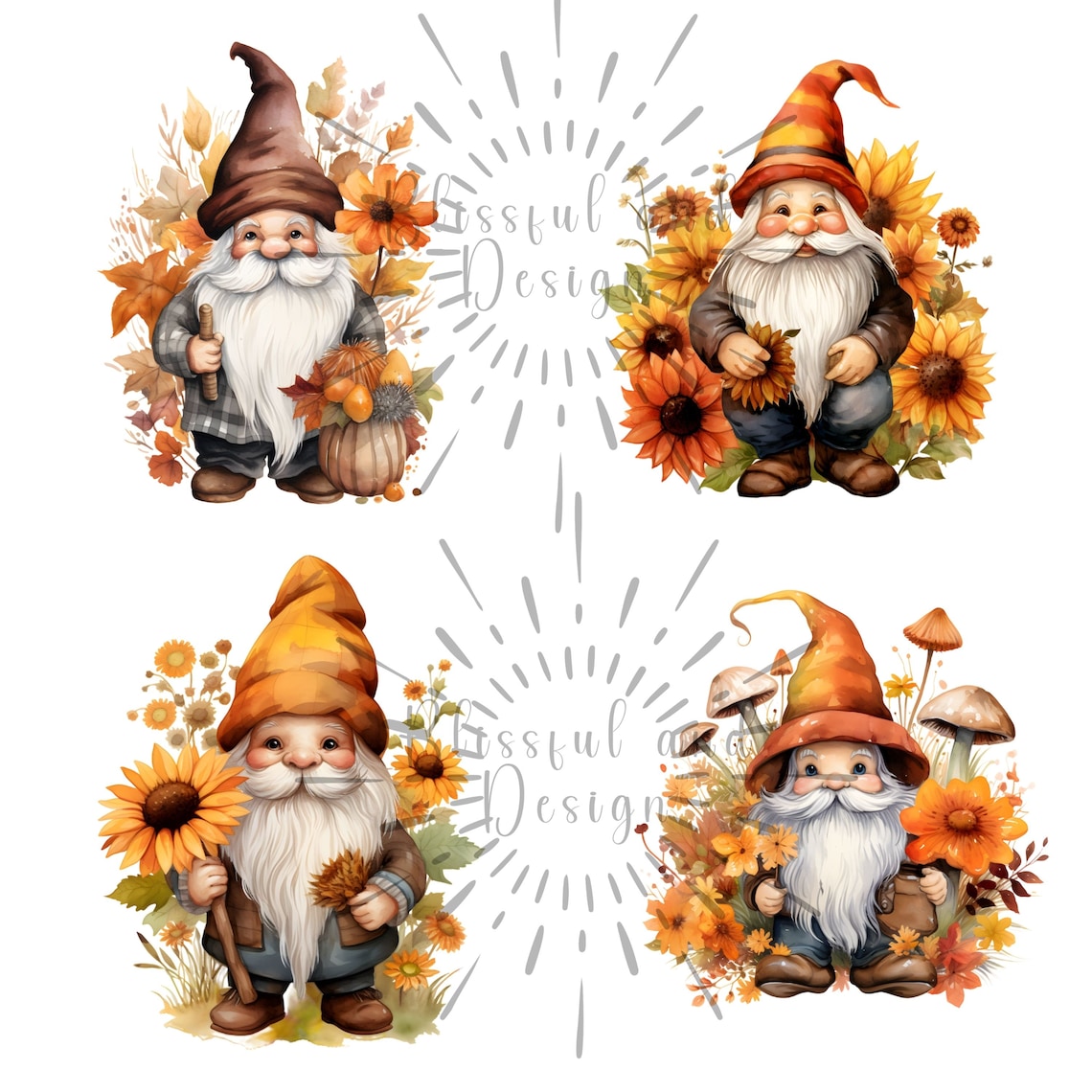 Fall Gnome Clipart Cute Watercolor Gnome Thanksgiving - Etsy Canada