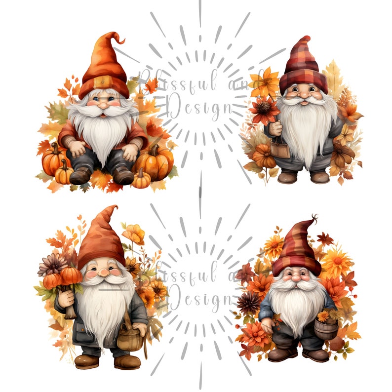 Fall Gnome Clipart Cute Watercolor Gnome Thanksgiving Transparent PNG ...
