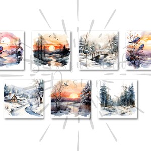 Watercolor Winter Clipart Snowy Forest Landscape Background Clipart ...