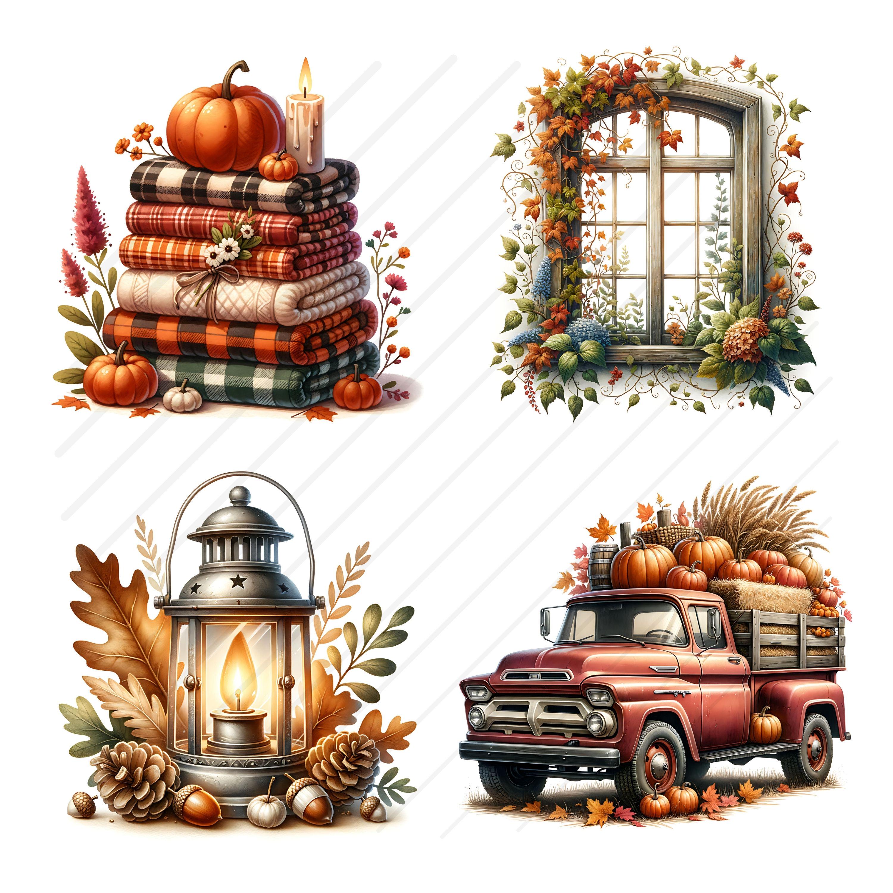 Watercolor Fall Clipart Bundle Autumn Harvest Clip Art Printable ...