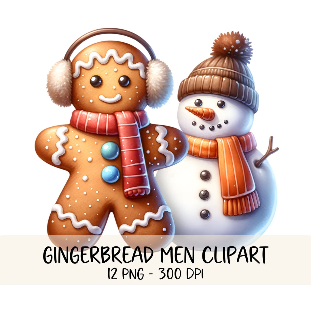 Cute Gingerbread Man Clipart Bundle Christmas Cookie PNG Image Holiday ...