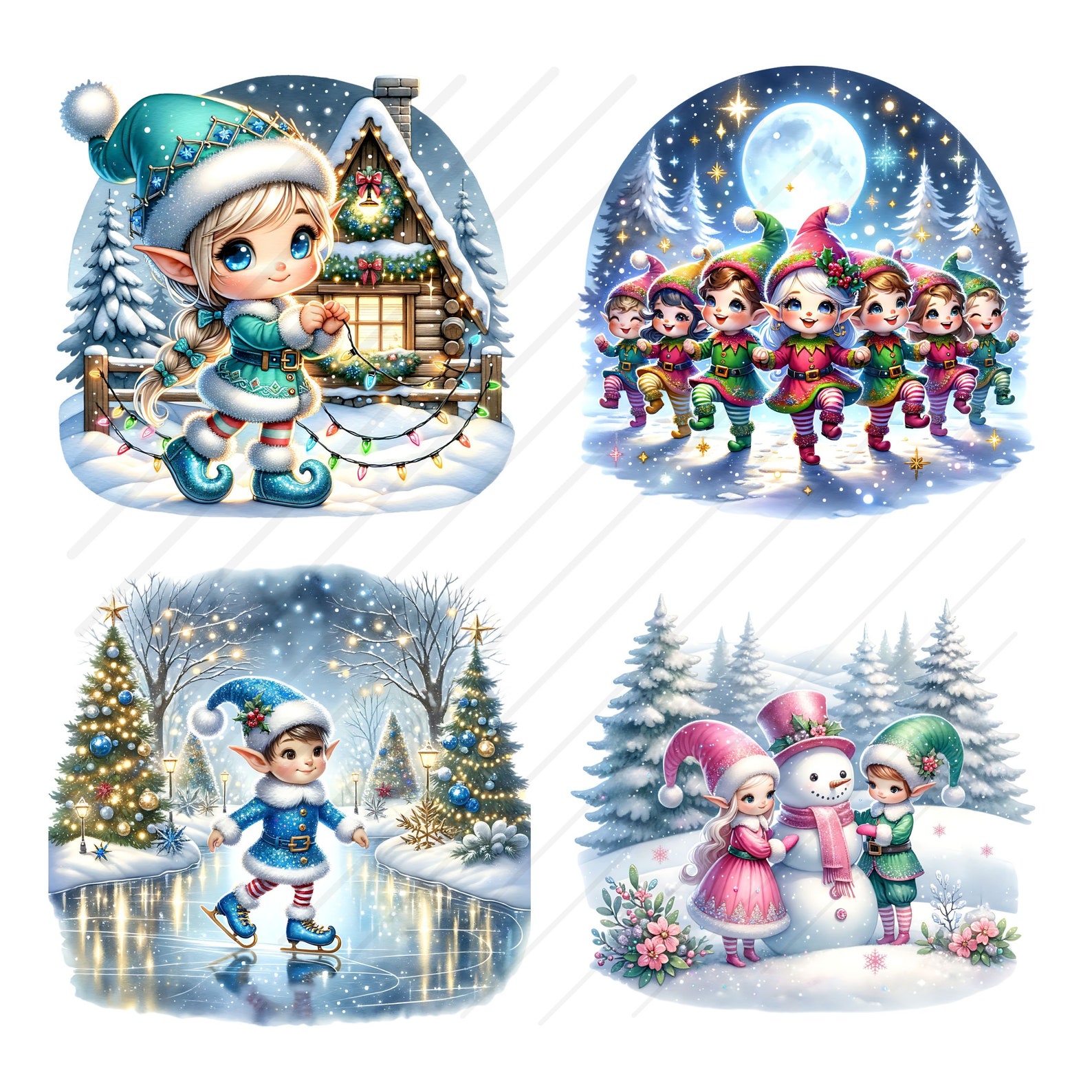 Christmas Elf Clipart Bundle Cute Christmas Elves Clipart JPG Images ...