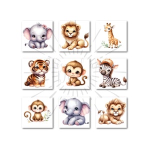 Cute Baby Safari Clipart Bundle Safari Animal PNG Watercolor Safari ...
