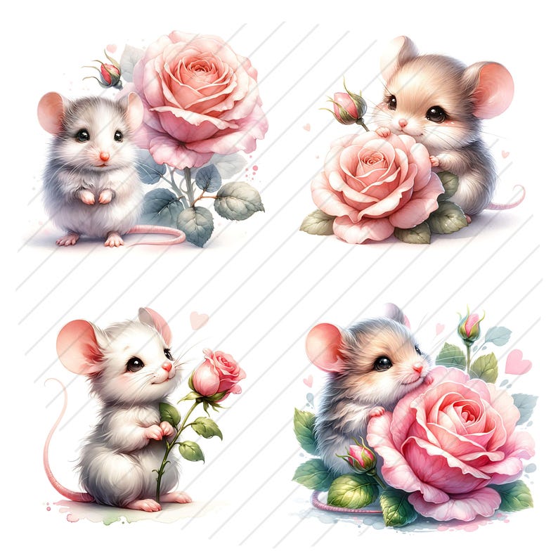 Watercolor Rose Clipart Bundle JPG Images Rose Bouquet Clipart ...
