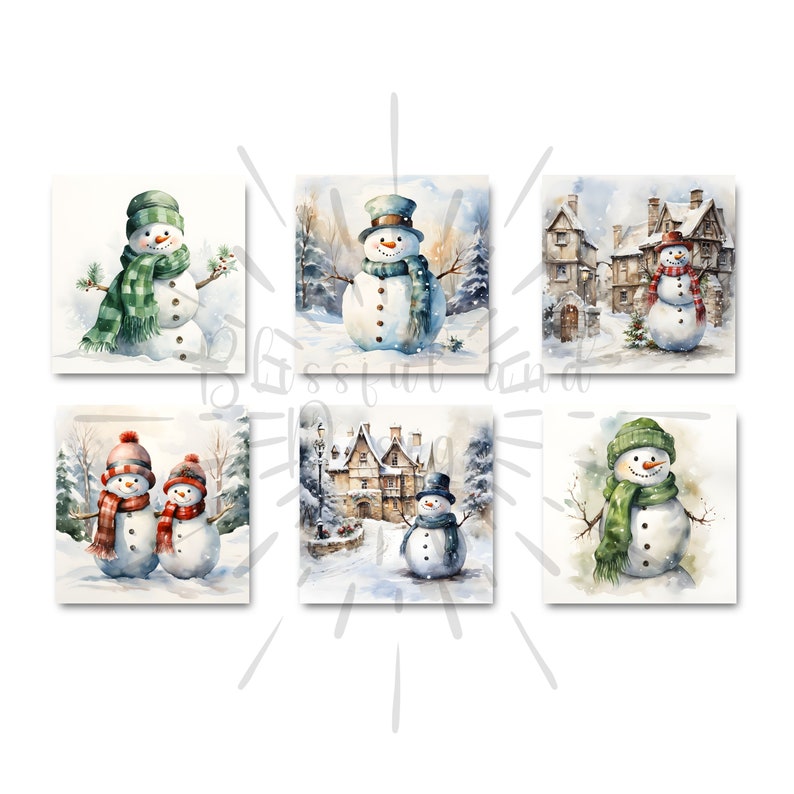 Snowman Clipart Watercolor Christmas PNG Winter Clipart Digital ...