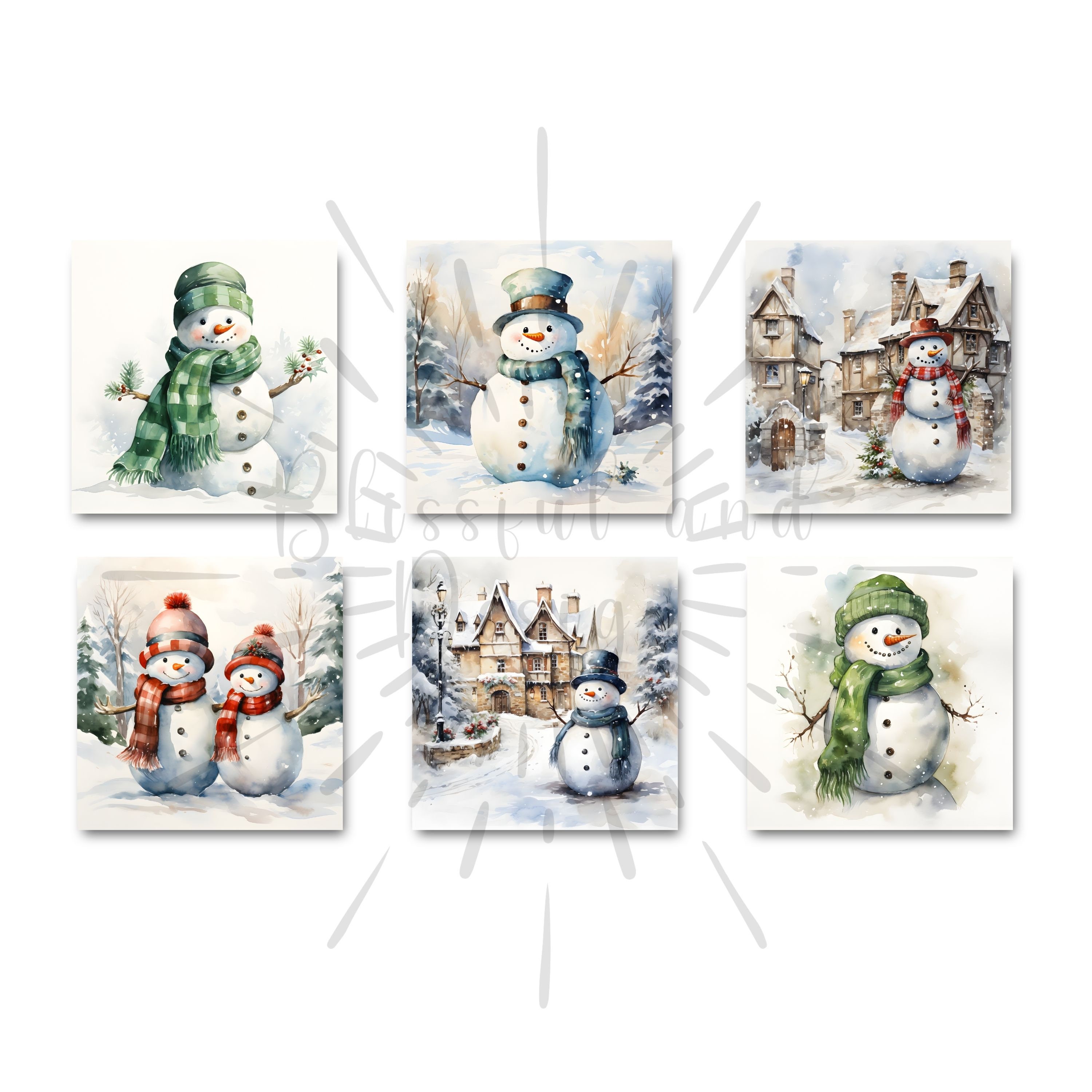 Snowman Clipart Watercolor Christmas PNG Winter Clipart Digital ...