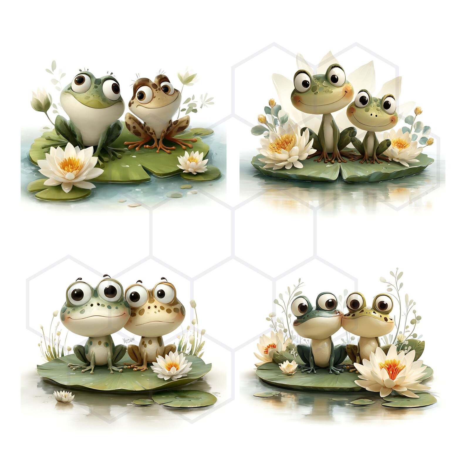 Green Frog Clipart Bundle Frog Illustrations JPG Images Frog Nursery ...