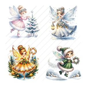 Christmas Fairy Clipart Bundle Watercolor Magical Fairy Clipart JPG ...