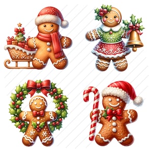 Cute Gingerbread Man Clipart Bundle Christmas Cookie PNG Image Holiday ...