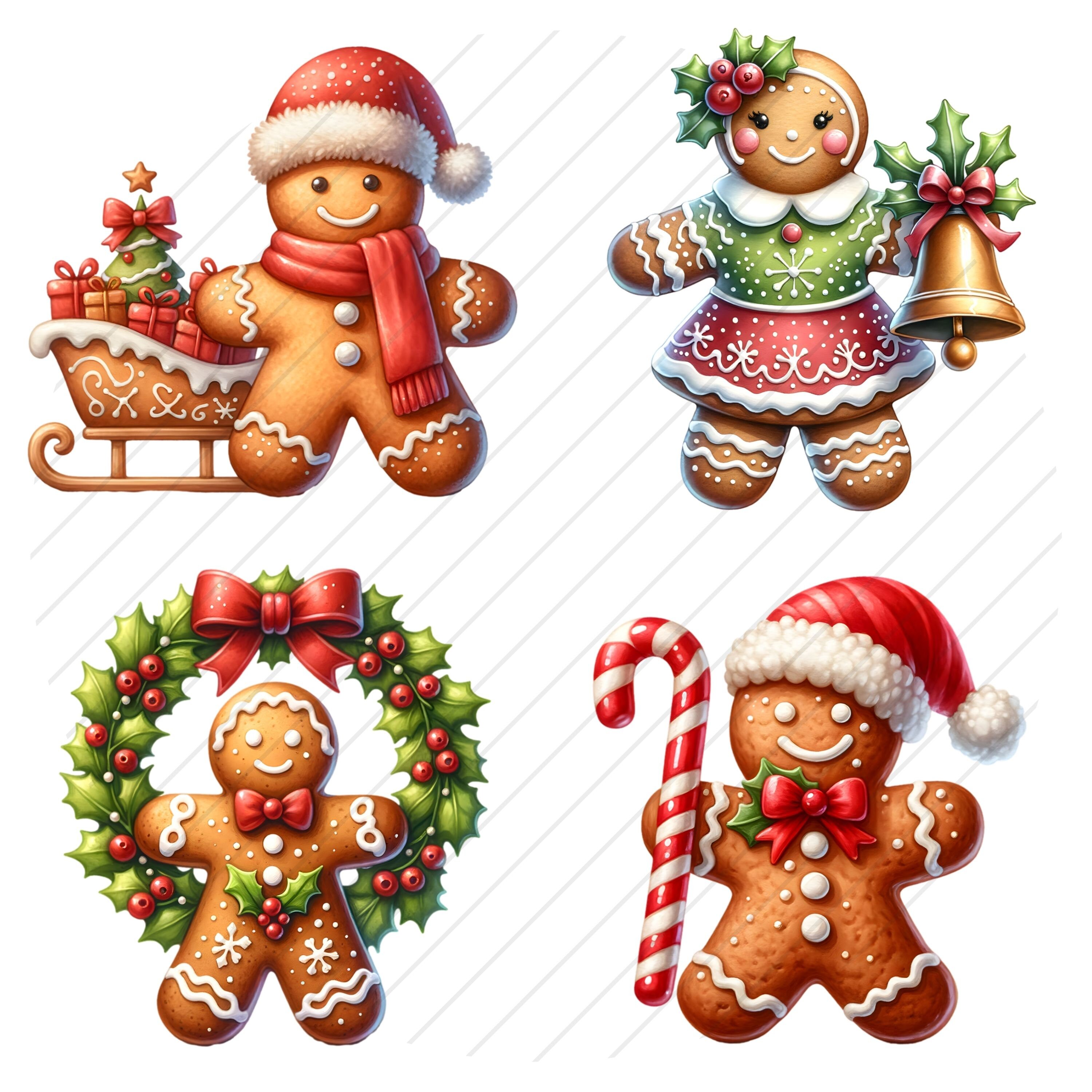 Cute Gingerbread Man Clipart Bundle Christmas Cookie PNG Image Holiday ...