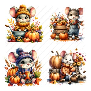 Fall Mouse Clipart Bundle Cute Mouse Clipart High Quality JPG ...