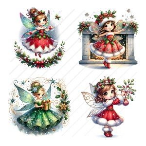 Christmas Fairy Clipart Bundle Watercolor Magical Fairy Clipart JPG ...