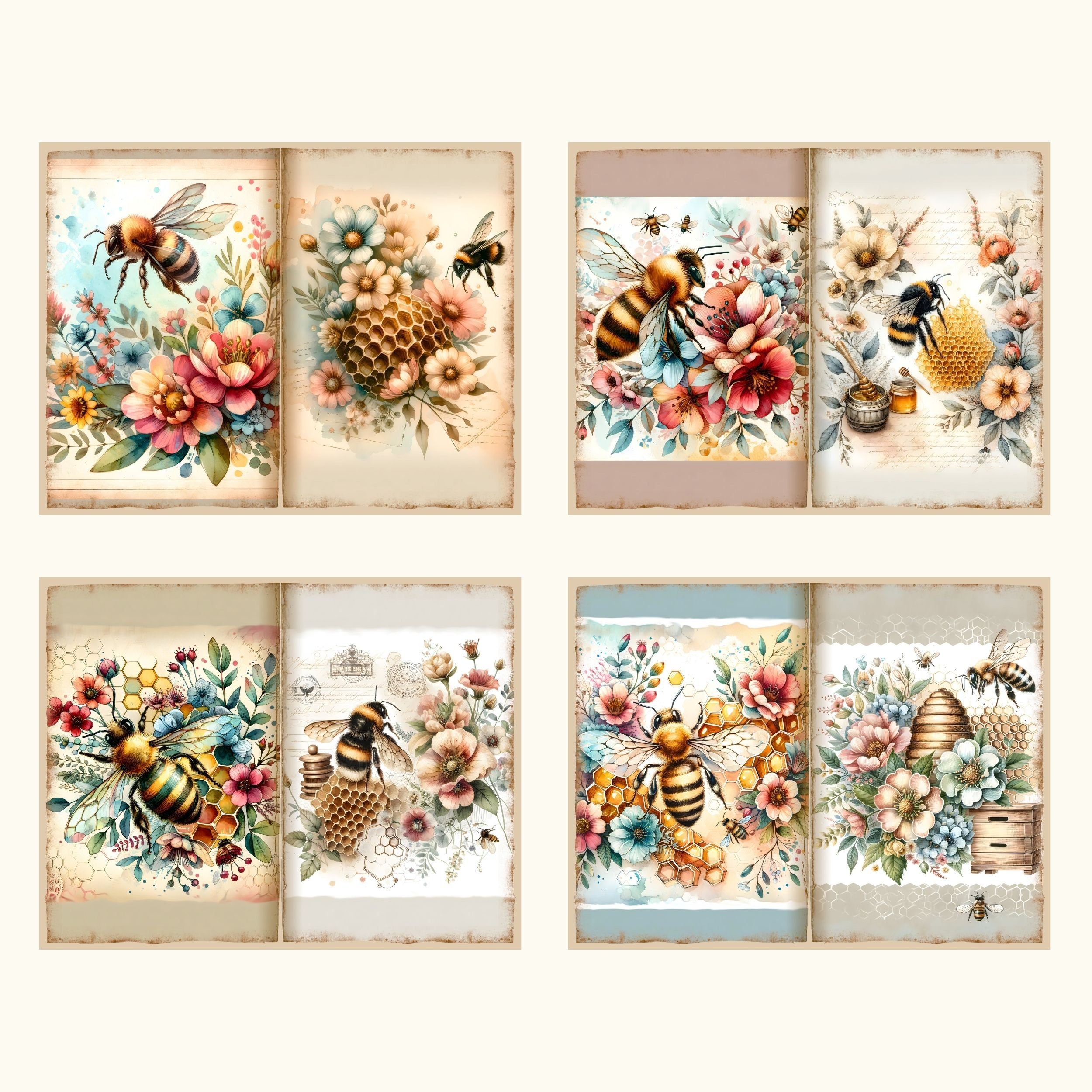 Bee Junk Journal Kit Honey Bee Printable Paper Insect Journal Pages ...