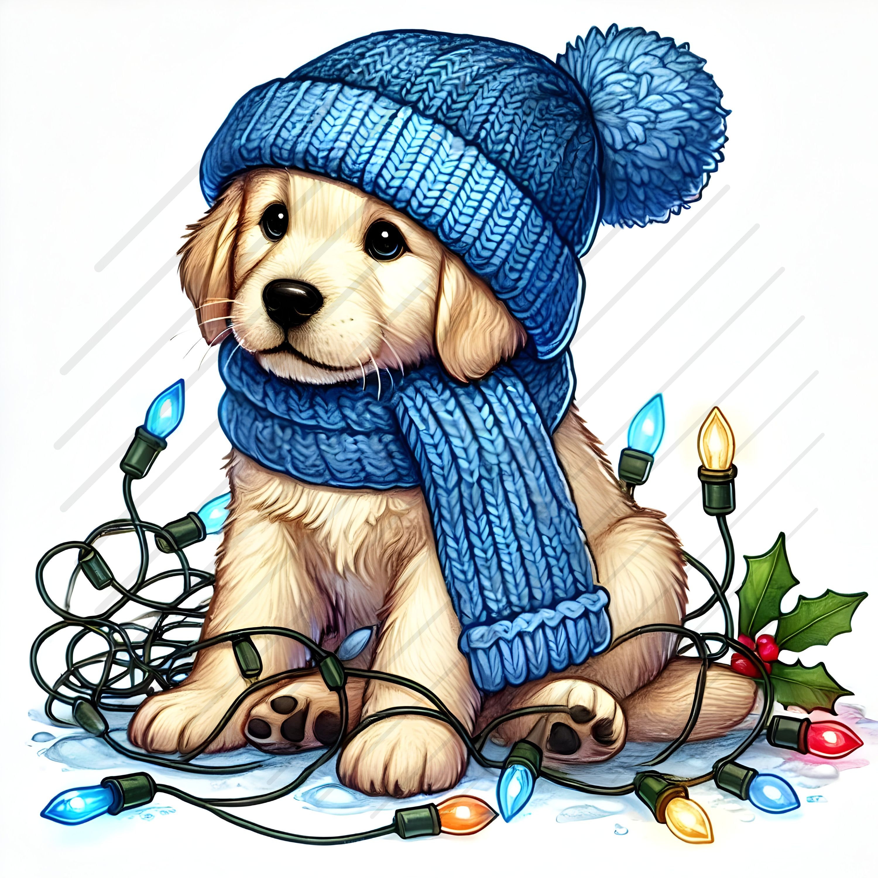 Christmas Puppy Clipart JPG Image Cute Christmas Puppies Holiday Dog ...
