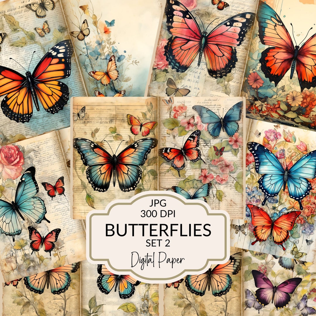Butterfly Junk Journal Kit Printable Butterfly Journal Pages Butterfly ...
