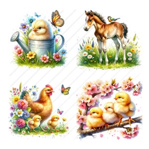 Baby Farm Animals Clipart Bundle JPG Images Cute Spring Animal Clipart ...
