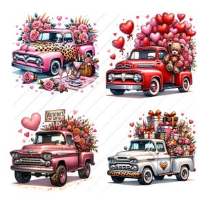Pickup Truck Clipart Bundle Watercolor Valentine's Day Clipart JPG ...