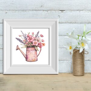 Shabby Chic Vintage Floral Clipart Bundle Watercolor Watering Can ...