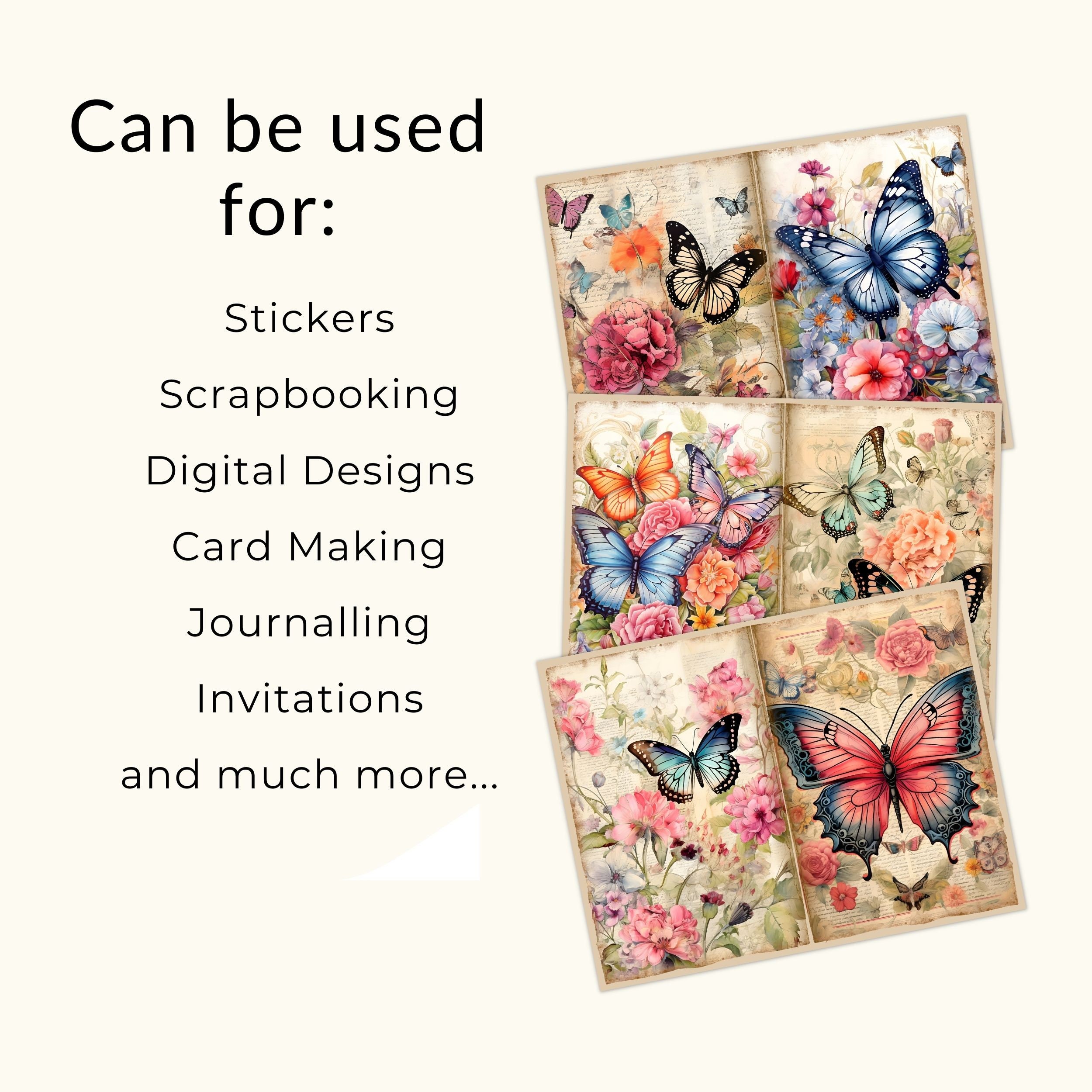 Butterfly Junk Journal Kit Printable Butterfly Journal Pages Butterfly ...