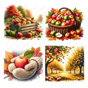 Watercolor Apple Clipart Bundle Fall Harvest Clipart Printable Fruit ...