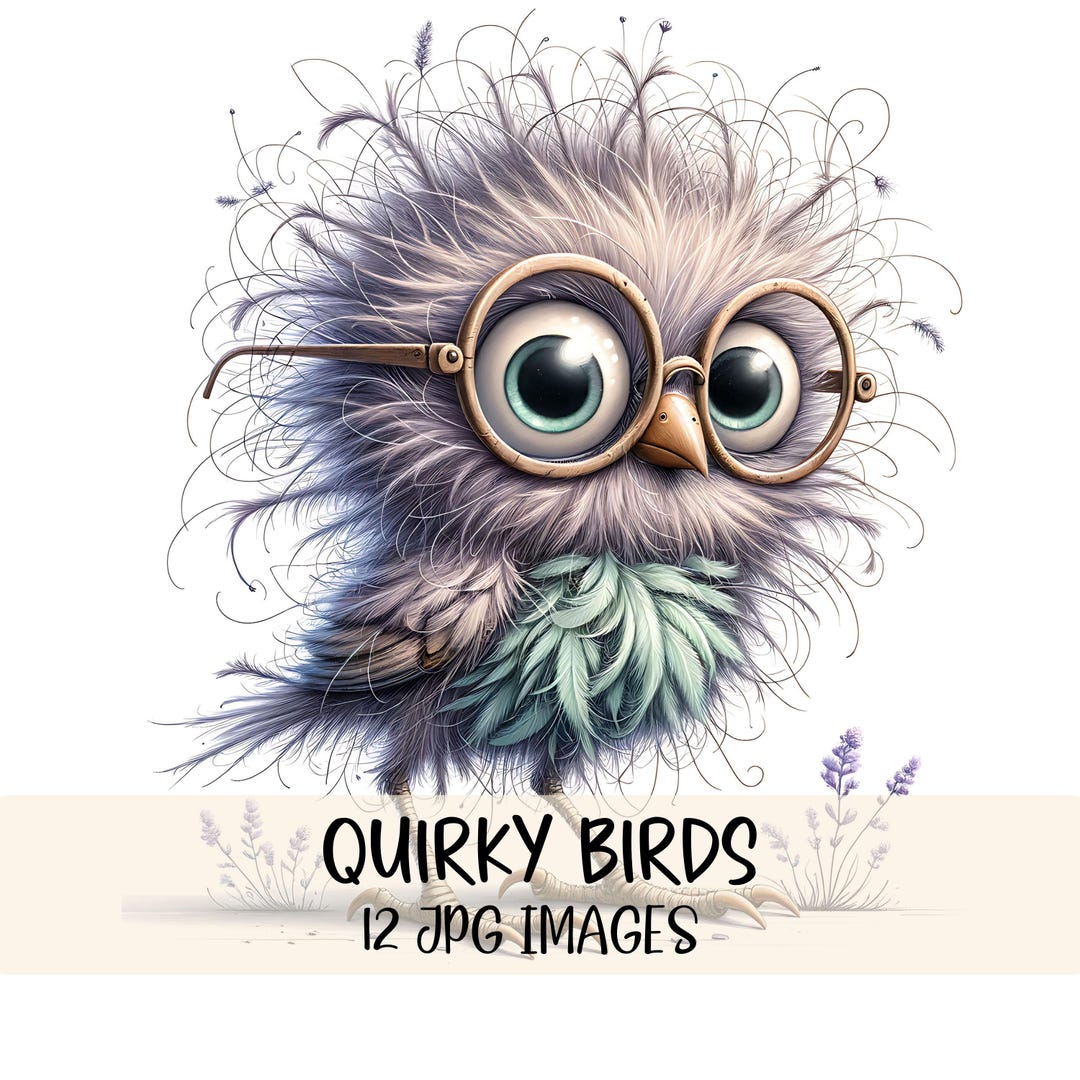 Whimsical Birds Clipart Funny Birds Digital Clipart Watercolour Clipart ...