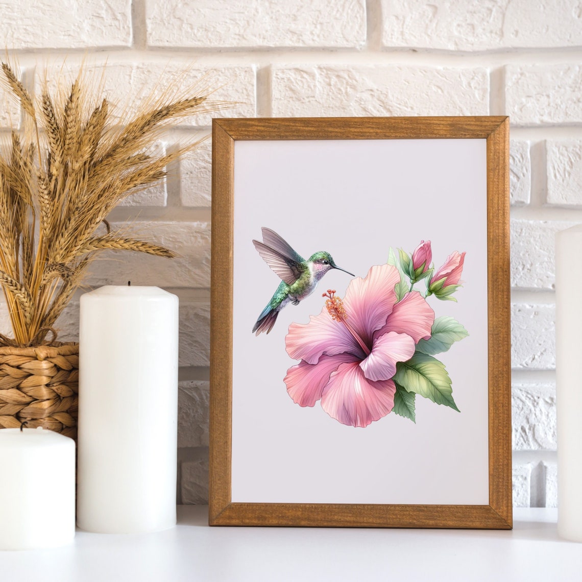 Watercolor Hibiscus Clipart Bundle Rainbow Flower PNG Hummingbird ...