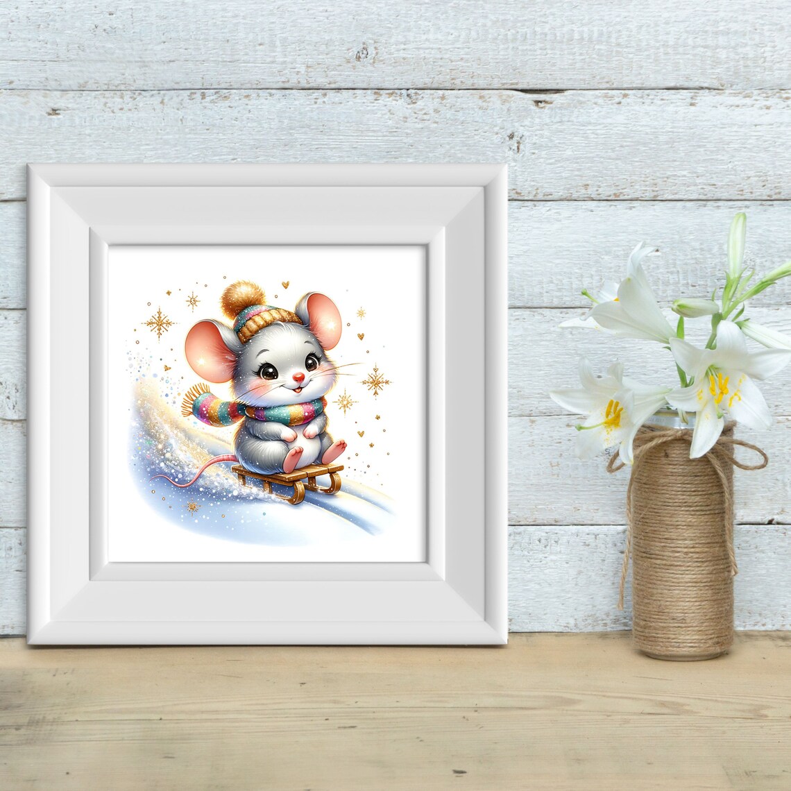 Cute Winter Mouse Clipart Bundle Holiday Mouse Graphic JPG Image ...