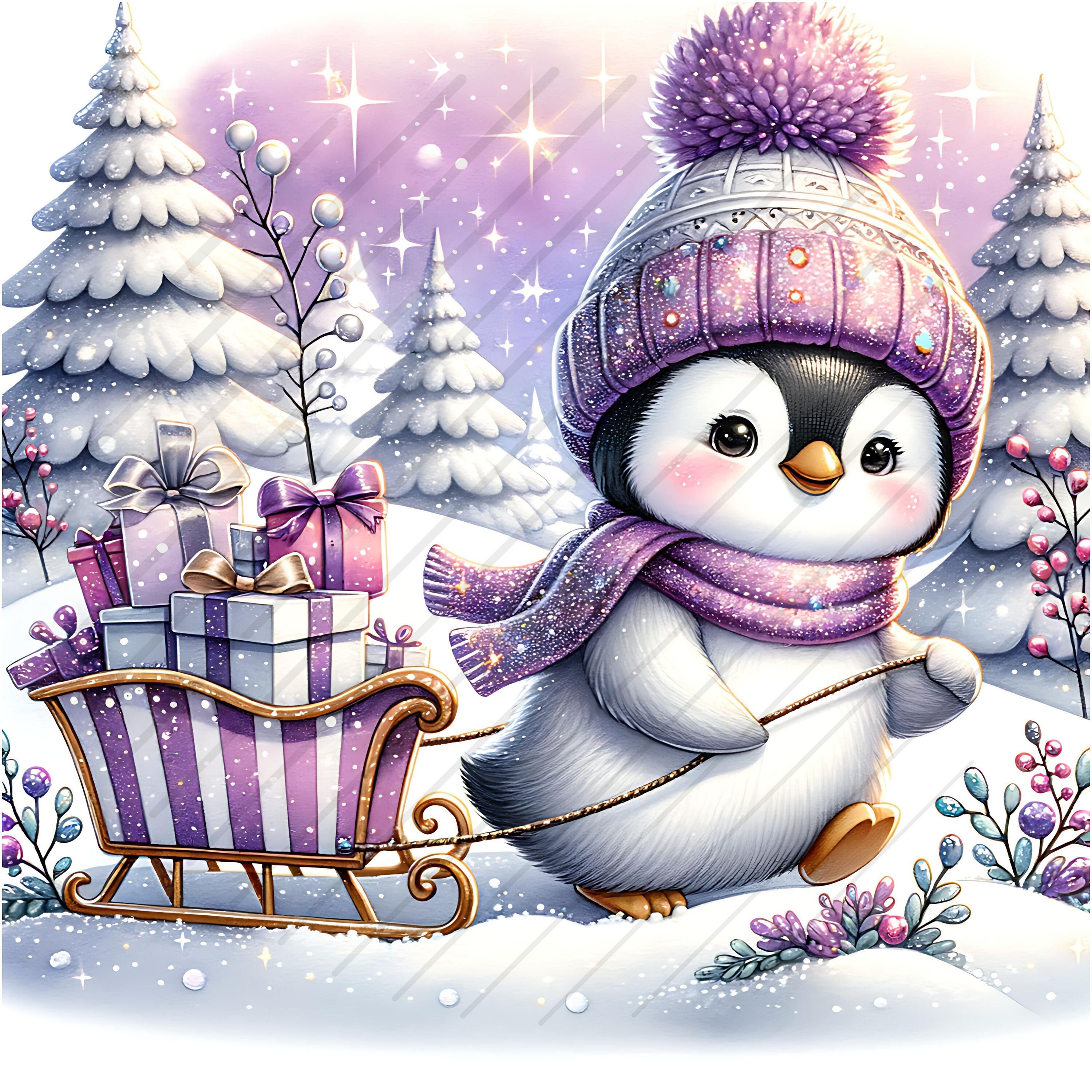 Winter Penguin Clipart Bundle JPG Images Christmas Penguin Clipart Cute ...