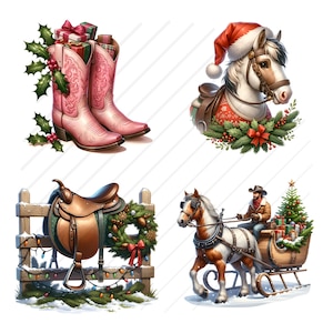 Western Christmas Clipart JPG Cowboy Holiday Decor Rustic Country ...