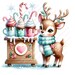 Cute Reindeer Clipart Bundle JPG Images Christmas Reindeer Watercolor ...