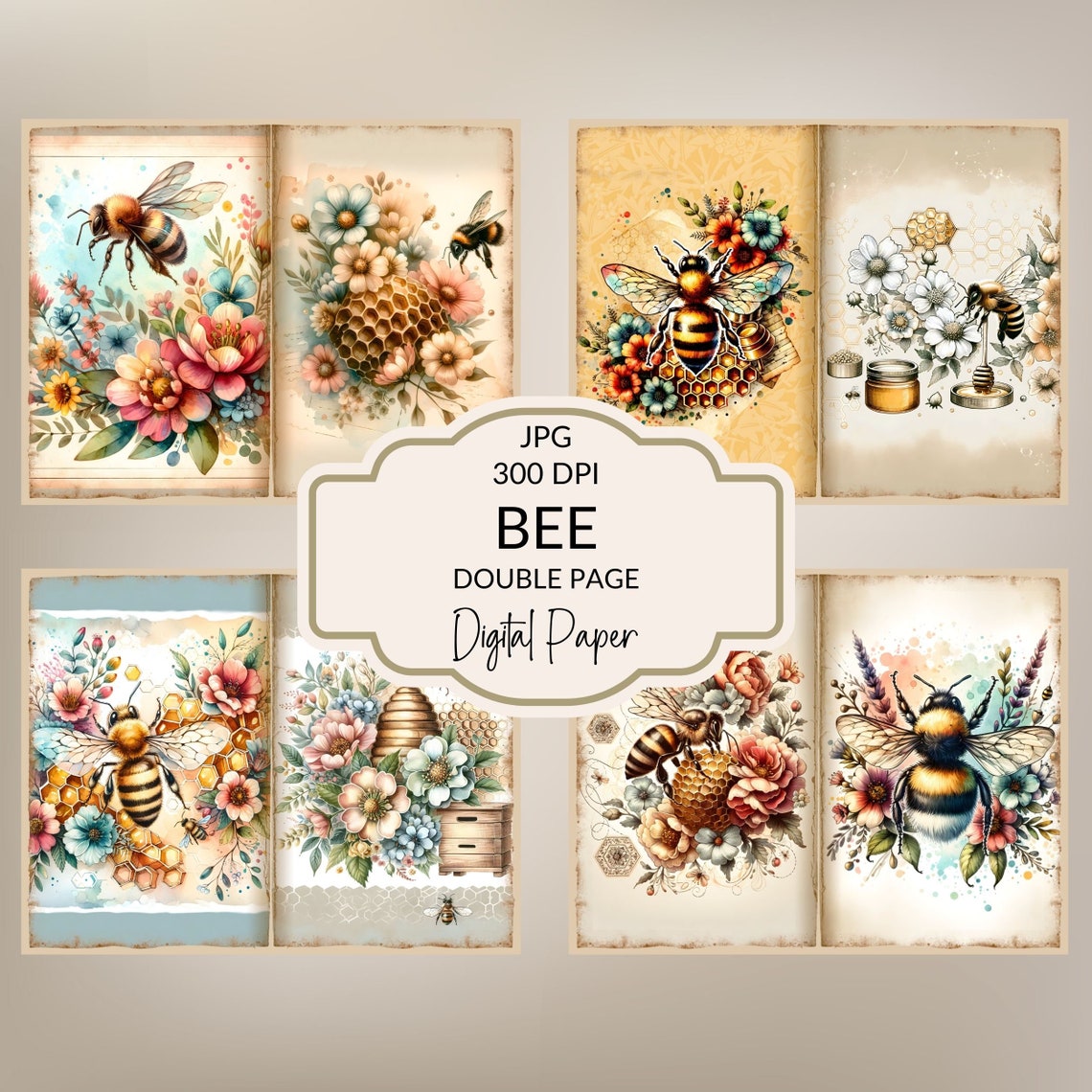 Bee Junk Journal Kit Honey Bee Printable Paper Insect Journal Pages ...