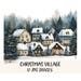 Watercolor Christmas Village Clipart: Winter Holiday Scene JPG Images ...