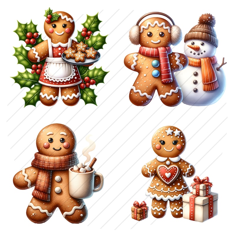 Cute Gingerbread Man Clipart Bundle Christmas Cookie PNG Image Holiday ...
