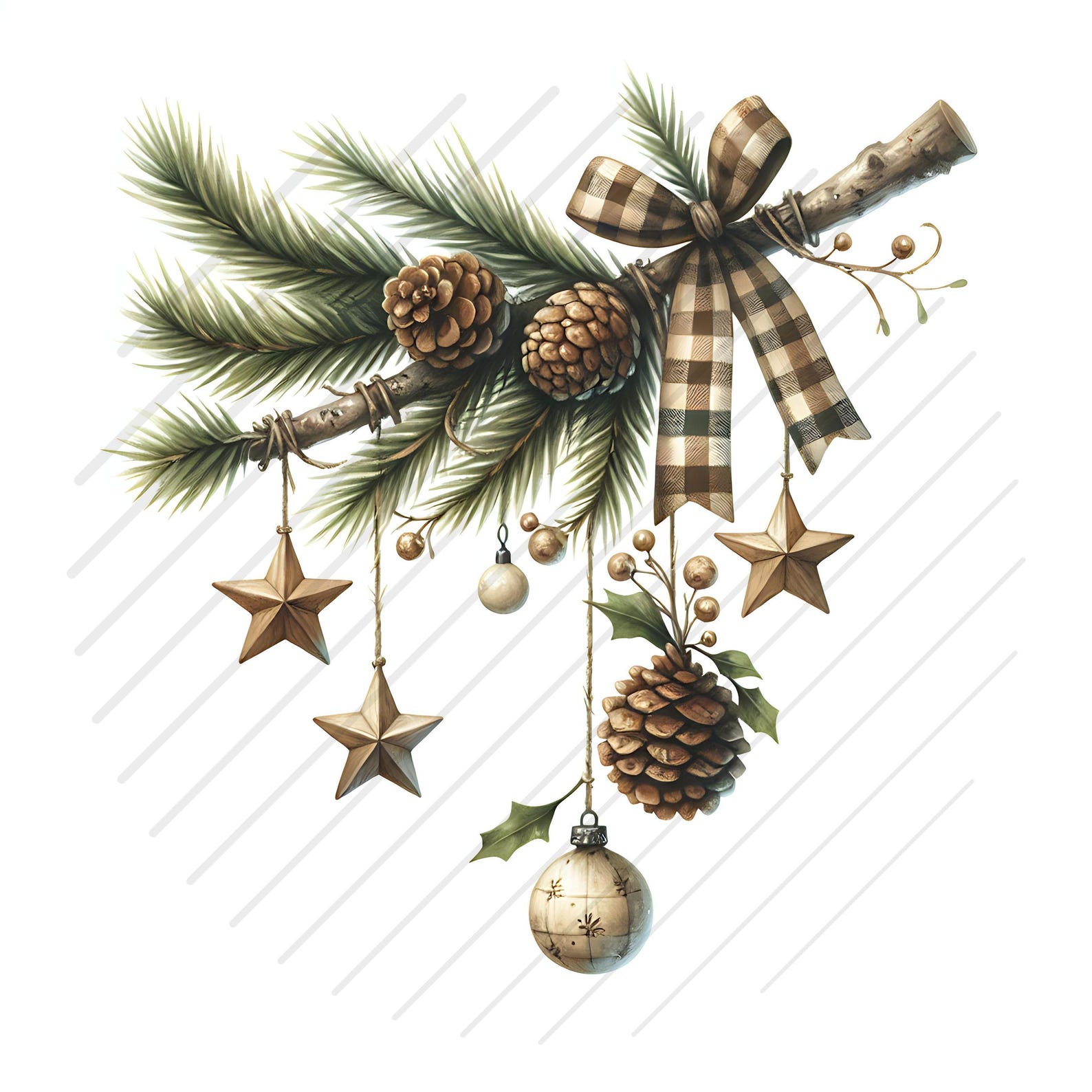 Farmhouse Christmas Clipart: Holiday Graphics, Rustic Decor (digital ...