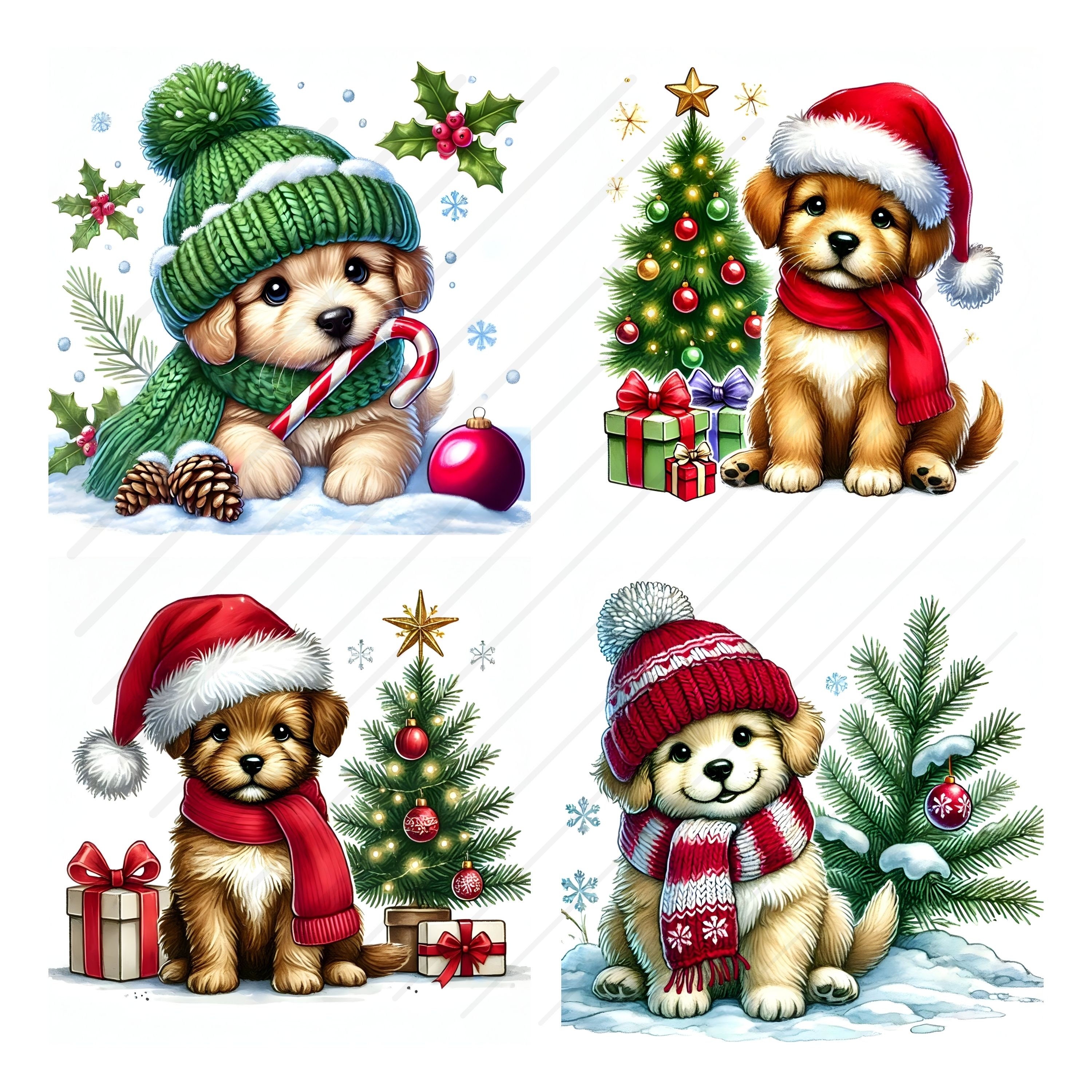 Christmas Puppy Clipart JPG Image Cute Christmas Puppies Holiday Dog ...