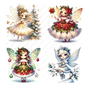 Christmas Fairy Clipart Bundle Watercolor Magical Fairy Clipart JPG ...